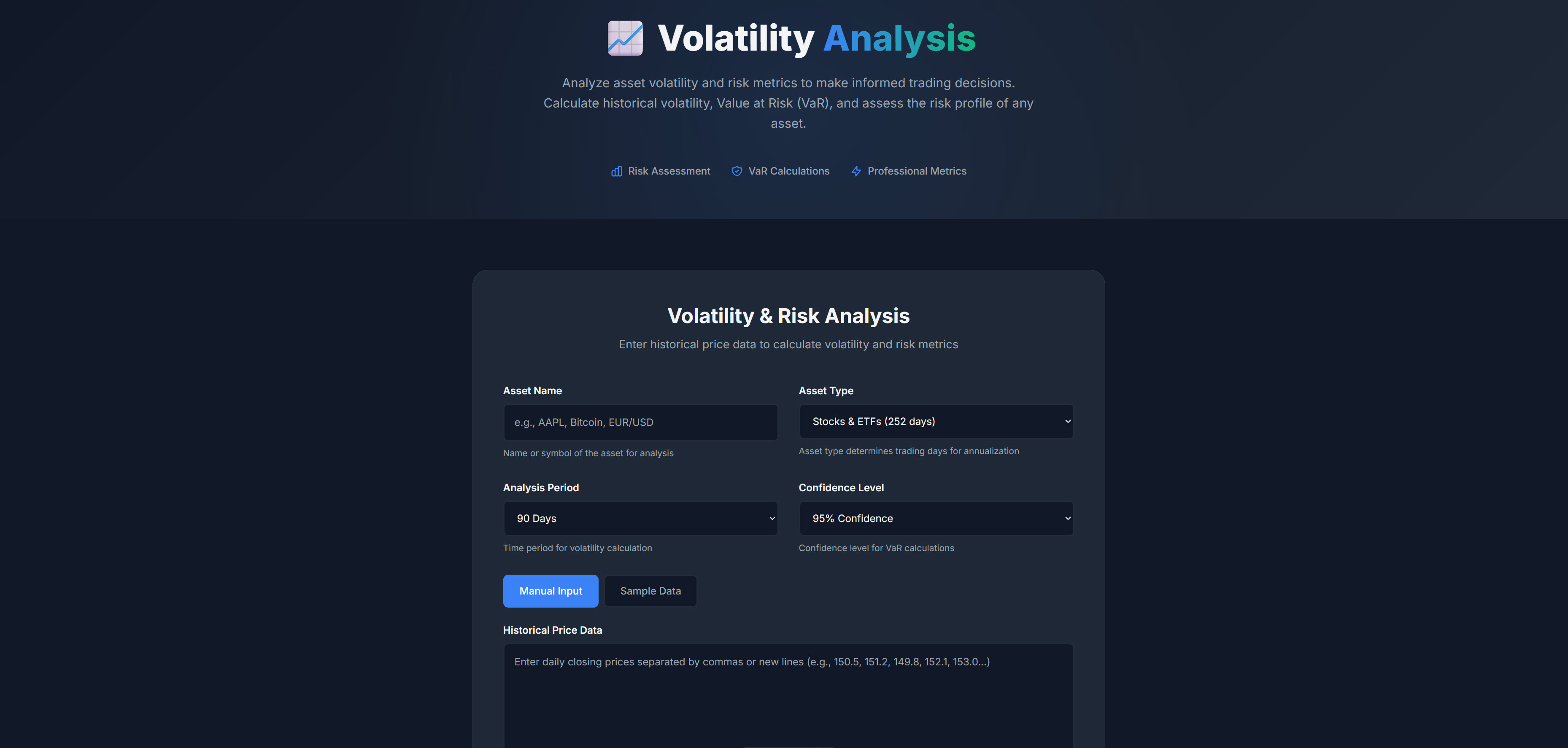 Volatility Analysis Tool – Free Historical Volatility & VaR Calculator | Infinity Algo